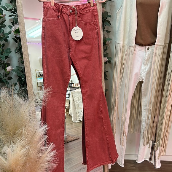 Jeans | Burnt Orange Acid Wash Bell Bottom Denim Pants | Poshmark